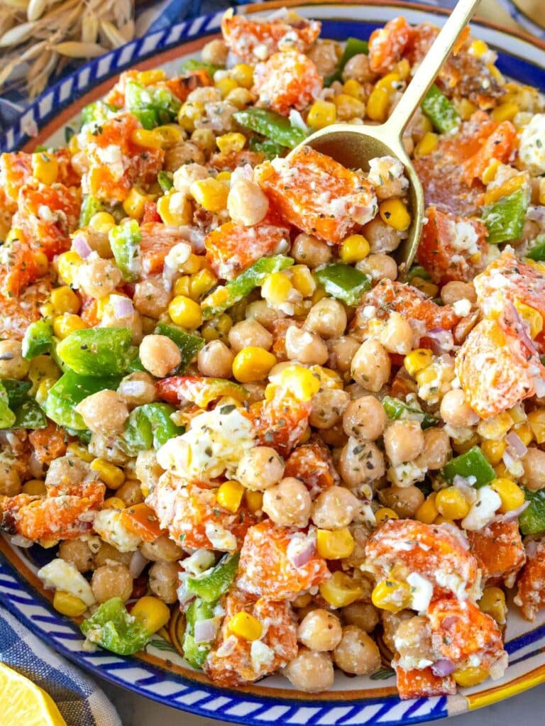 Dense Chickpea Sweet Potato Salad (Healthy Marinade) - The Plant Based ...