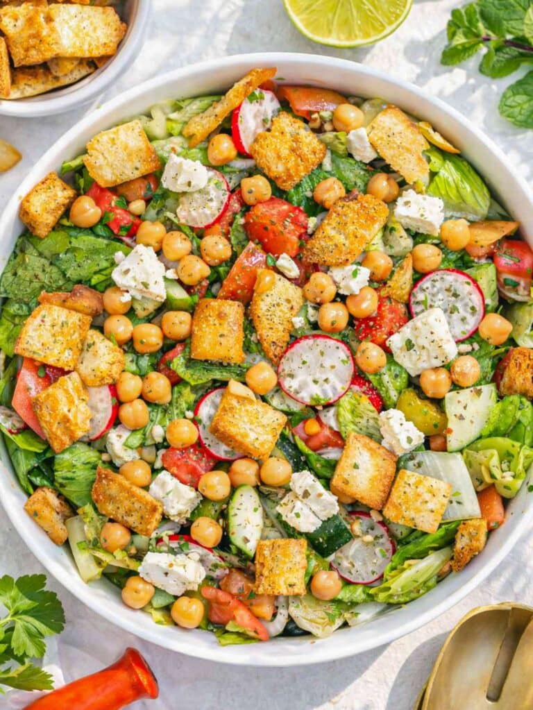 Mediterranean Pita Salad with Feta (Healthy in 15-Minutes) - The Plant ...