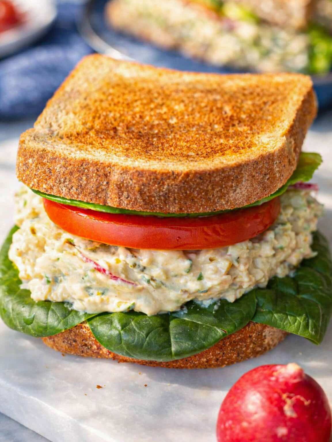 Chickpea Salad Sandwich with Greek Yogurt - The Plant Based School