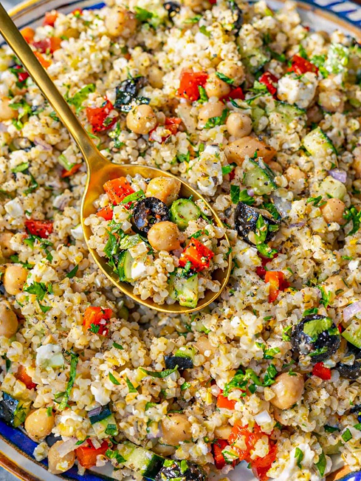 Mediterranean Bulgur Salad with Chickpeas - The Plant Based School