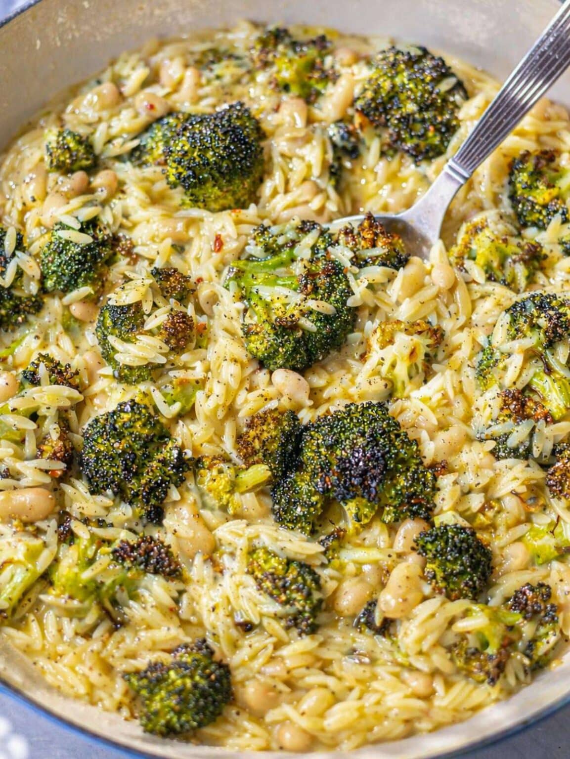 Broccoli Orzo with White Beans, Lemon and Parmesan - The Plant Based School