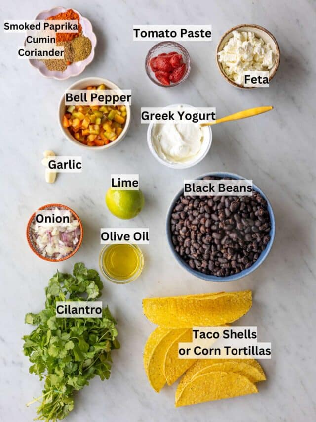 Easy Black Bean Tacos with Feta and Greek Yogurt - The Plant Based School