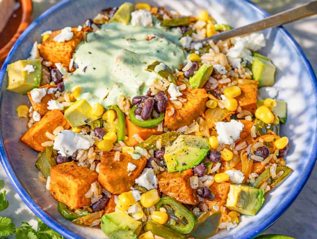 Black Bean and Rice Bowl with Cilantro Lime Yogurt Sauce - The Plant ...