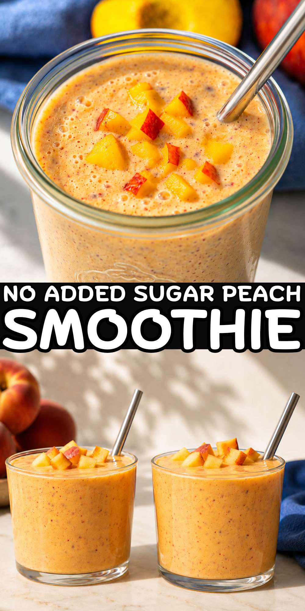 Healthy Peach Smoothie with Greek Yogurt (No Added Sugar) - The Plant ...
